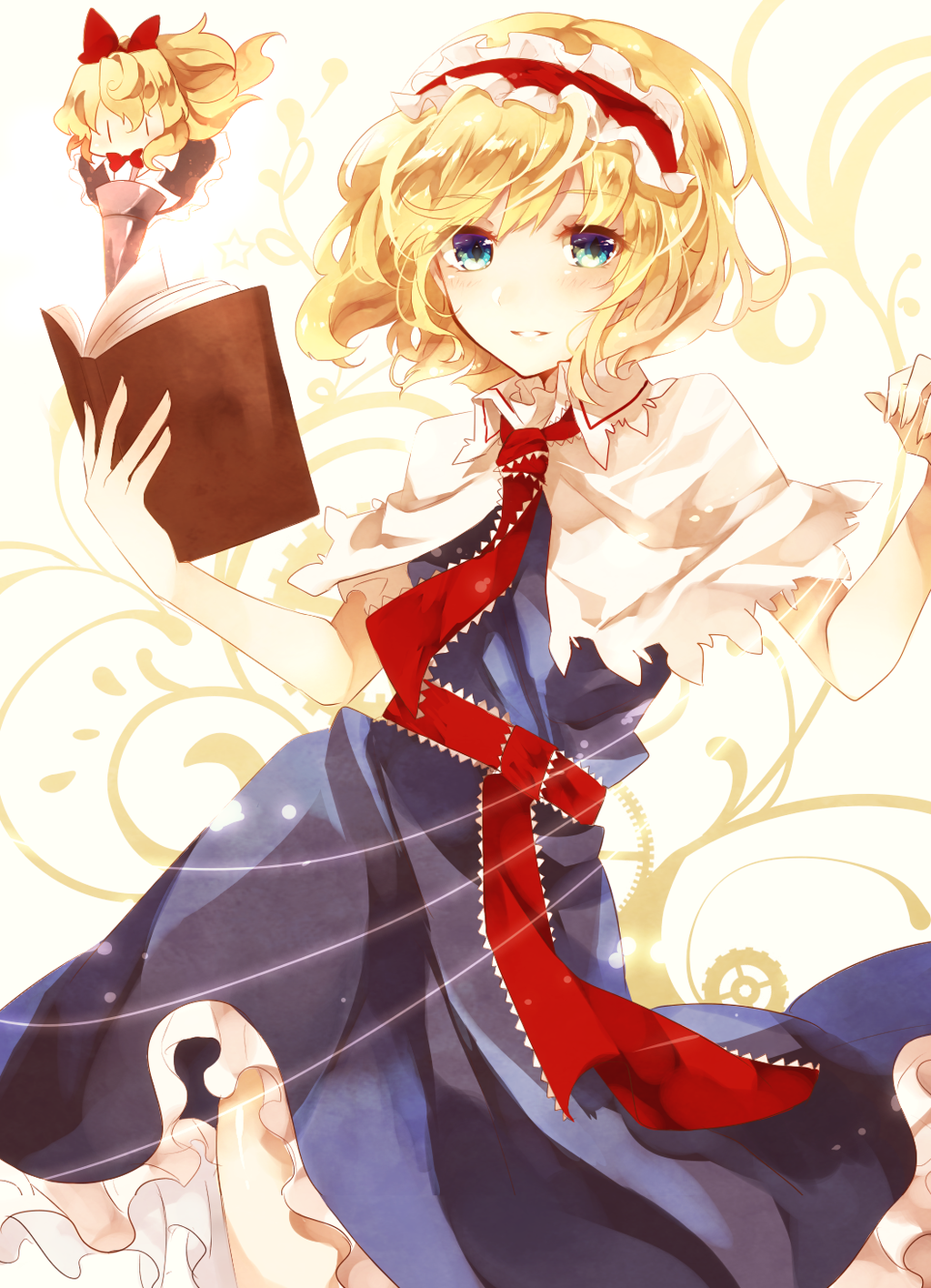 Safebooru - 1girl alice margatroid blonde hair blue dress blue eyes blush book capelet doll ...