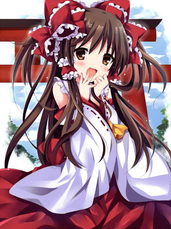 Safebooru - 1girl alternate hairstyle ascot bare shoulders blush bow brown eyes brown hair ...