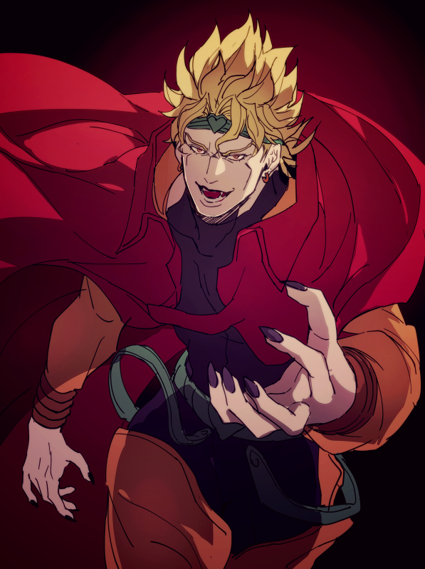 Safebooru - 1boy blonde hair cape dio brando headband jacket jojo no kimyou na bouken solo spiky ...