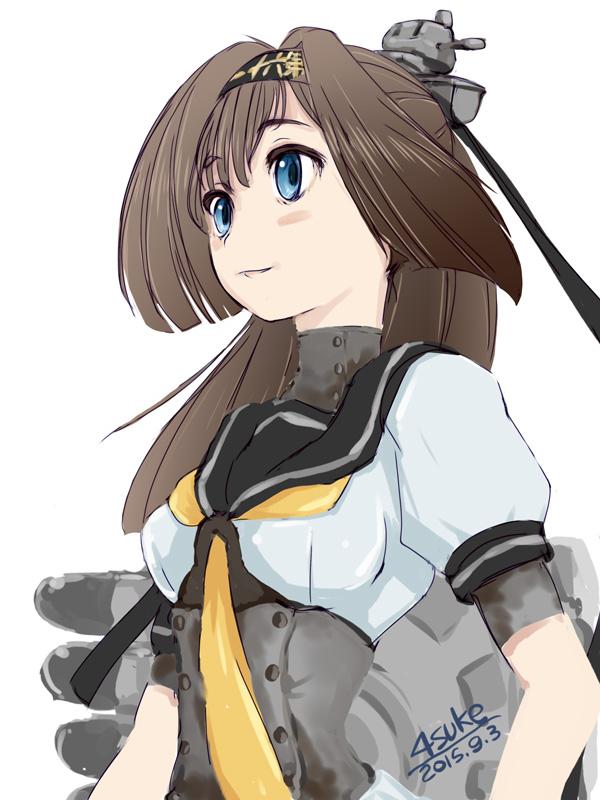 Safebooru - 1girl 2015 4suke akizuki (kantai collection) artist name blue eyes brown hair ...
