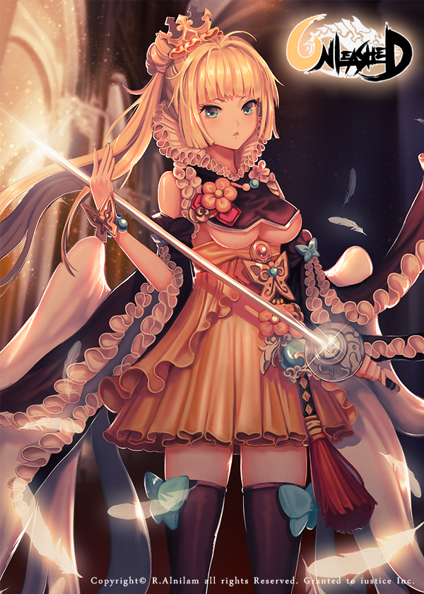 Safebooru - 1girl alnilam angel angel wings blonde hair blue eyes butterfly copyright name crown ...