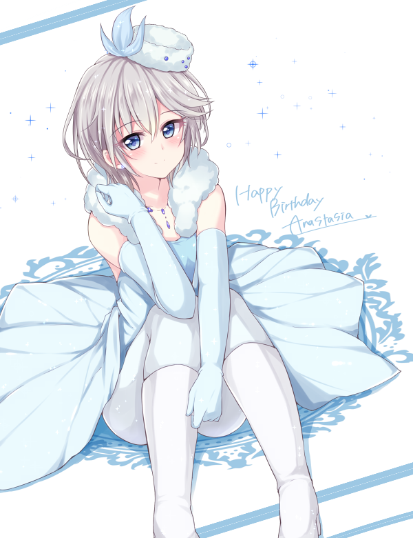 Safebooru - 1girl anastasia (idolmaster) bare shoulders dress elbow gloves gloves hat idolmaster ...