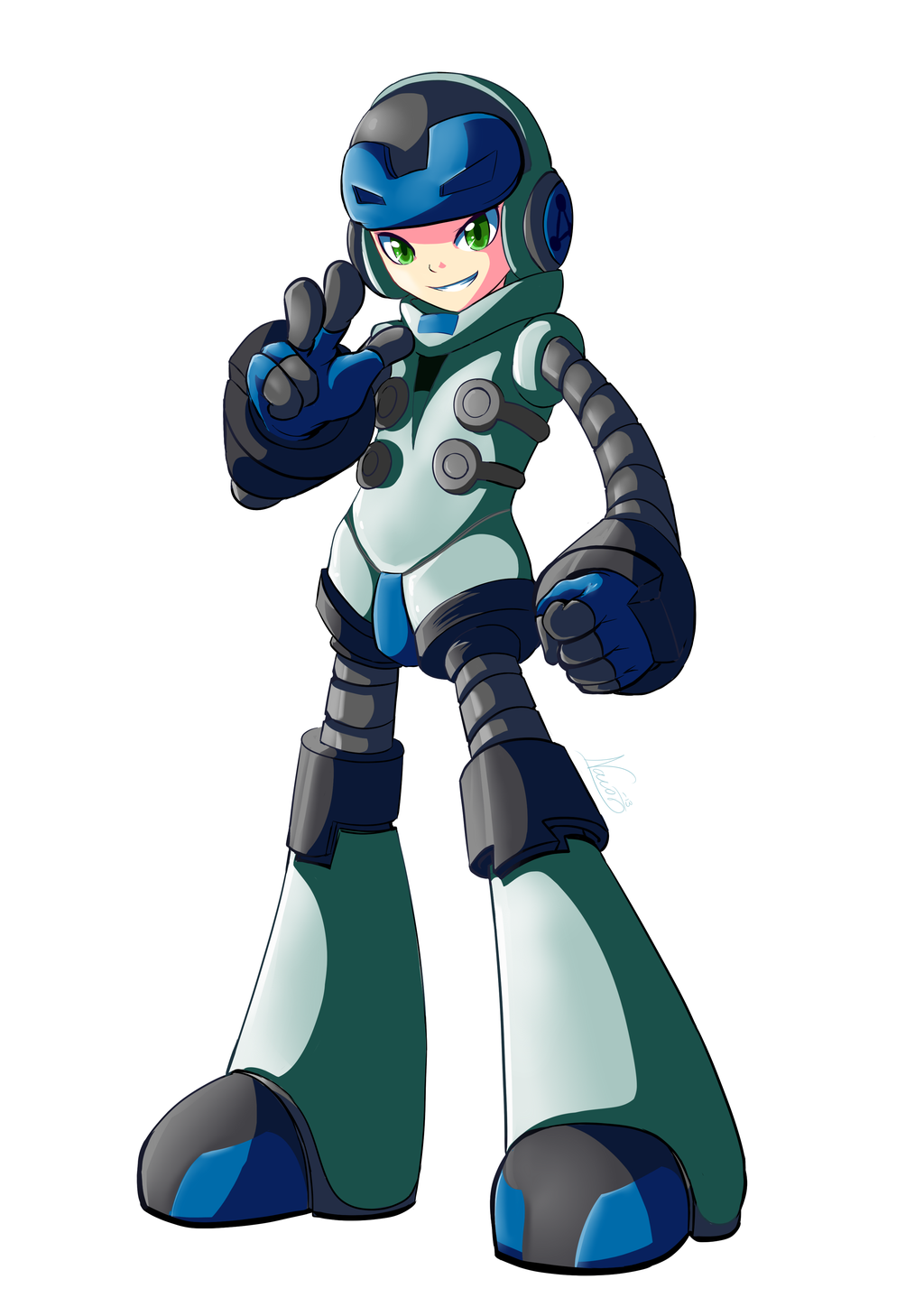 Safebooru - 1boy beck (mighty no. 9) green eyes helmet highres mighty ...