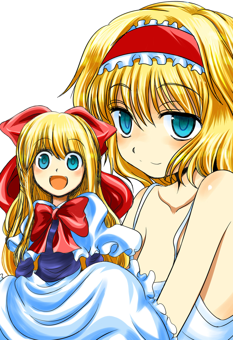 Safebooru - 1girl alice margatroid apron bare shoulders blonde hair blue eyes blush capelet ...