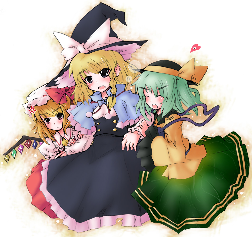 Safebooru - akihara nakuru angry blonde hair flandre scarlet green hair ...