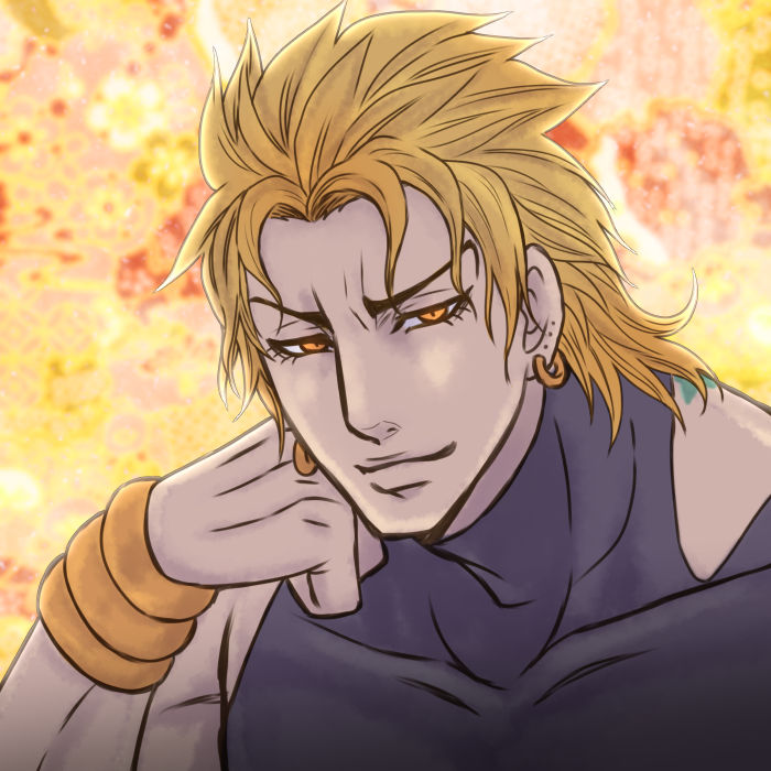 Safebooru - 1boy birthmark blonde hair chin rest collarbone dio brando ...