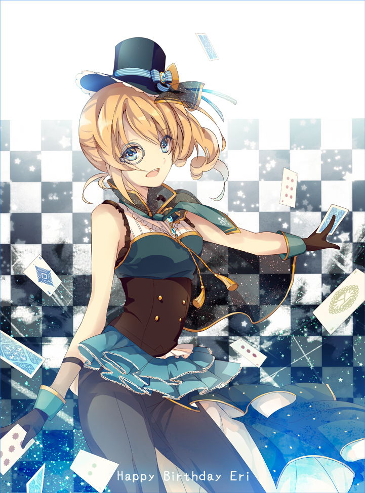 Safebooru - ayase eli blonde hair blue eyes blush cape dress hat long hair love live! school ...