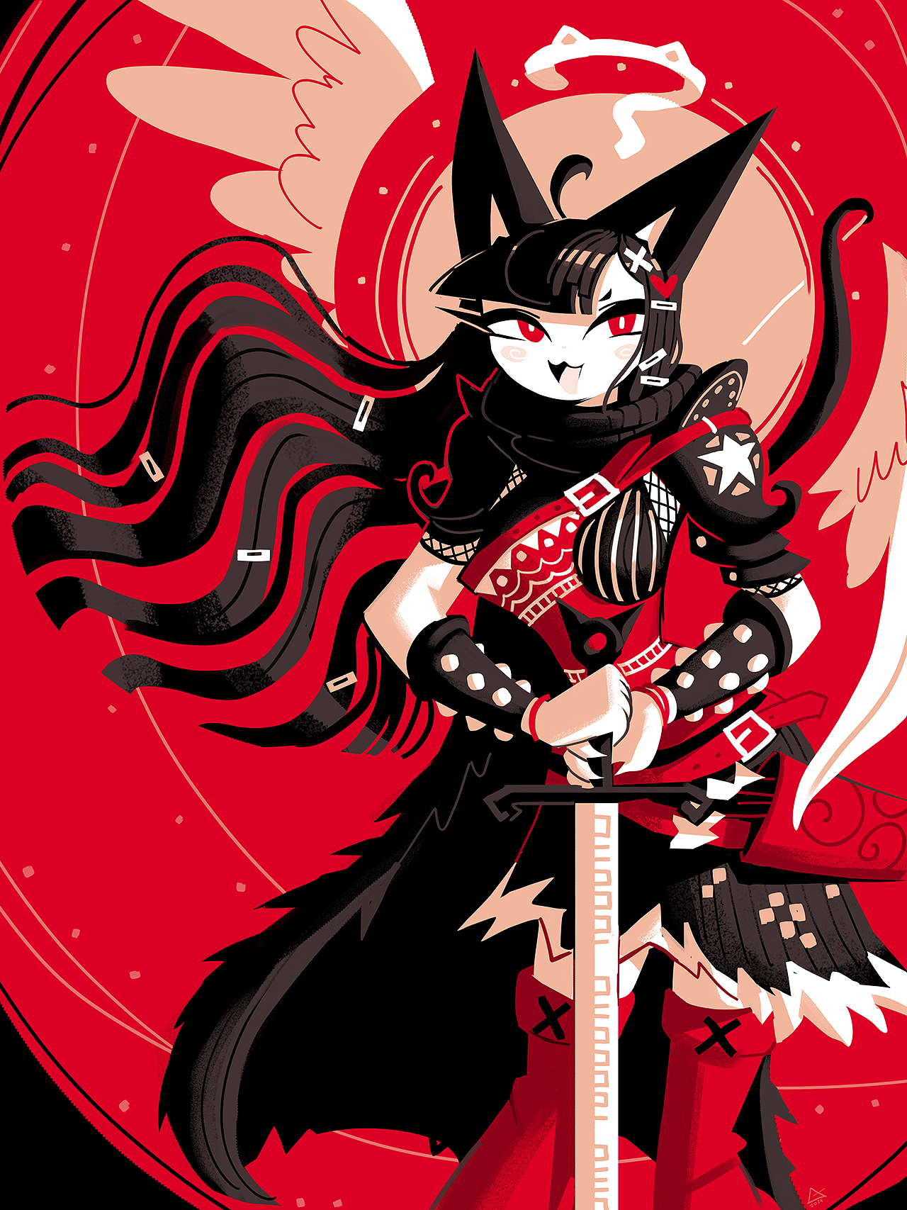 Safebooru - 1girl ahoge andaerz animal ears armor belt black cape black hair black scarf cape ...