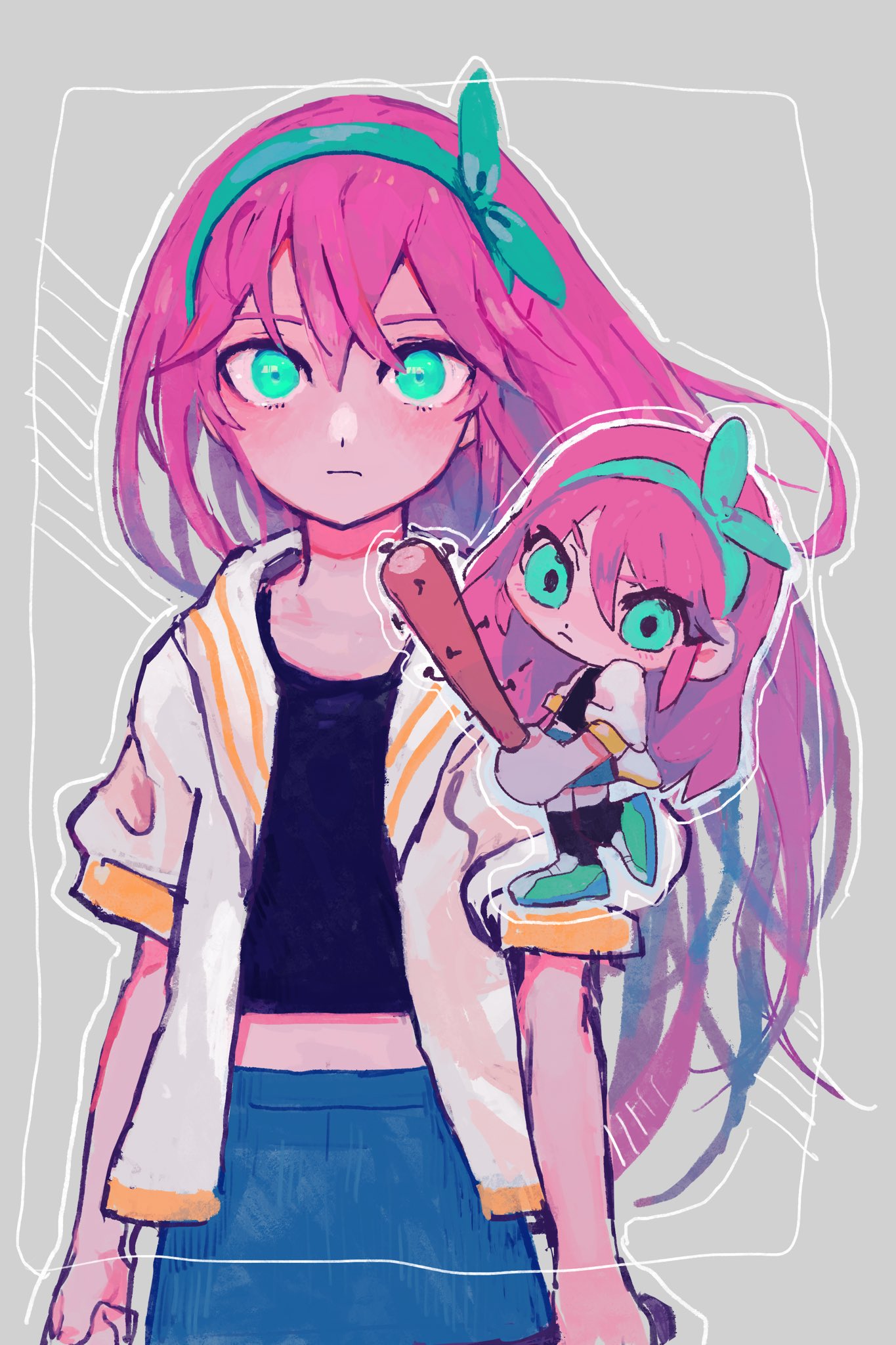 Safebooru - 1girl aubrey (faraway) (omori) aubrey (omori) baseball bat ...