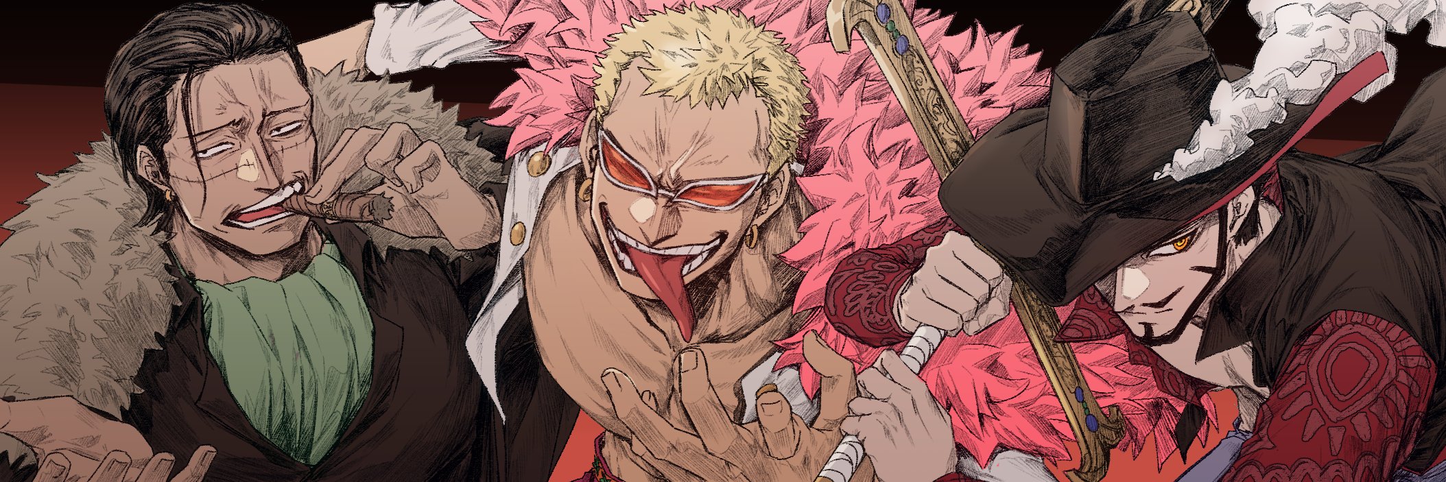 Safebooru - 3boys beard black hair blonde hair cigarette crocodile (one ...