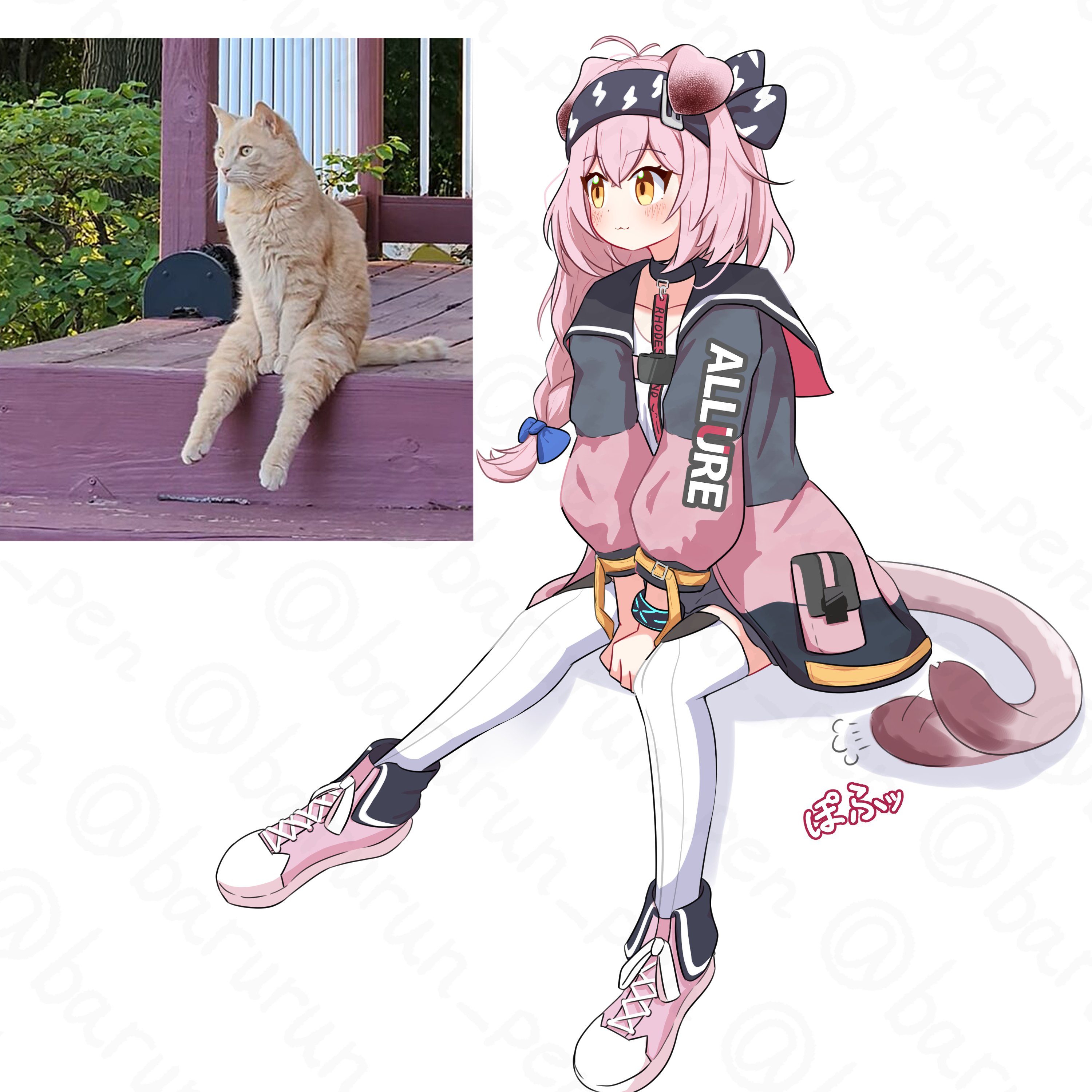 Safebooru - 1girl absurdres afterimage animal ears arknights barurun pen between legs black ...