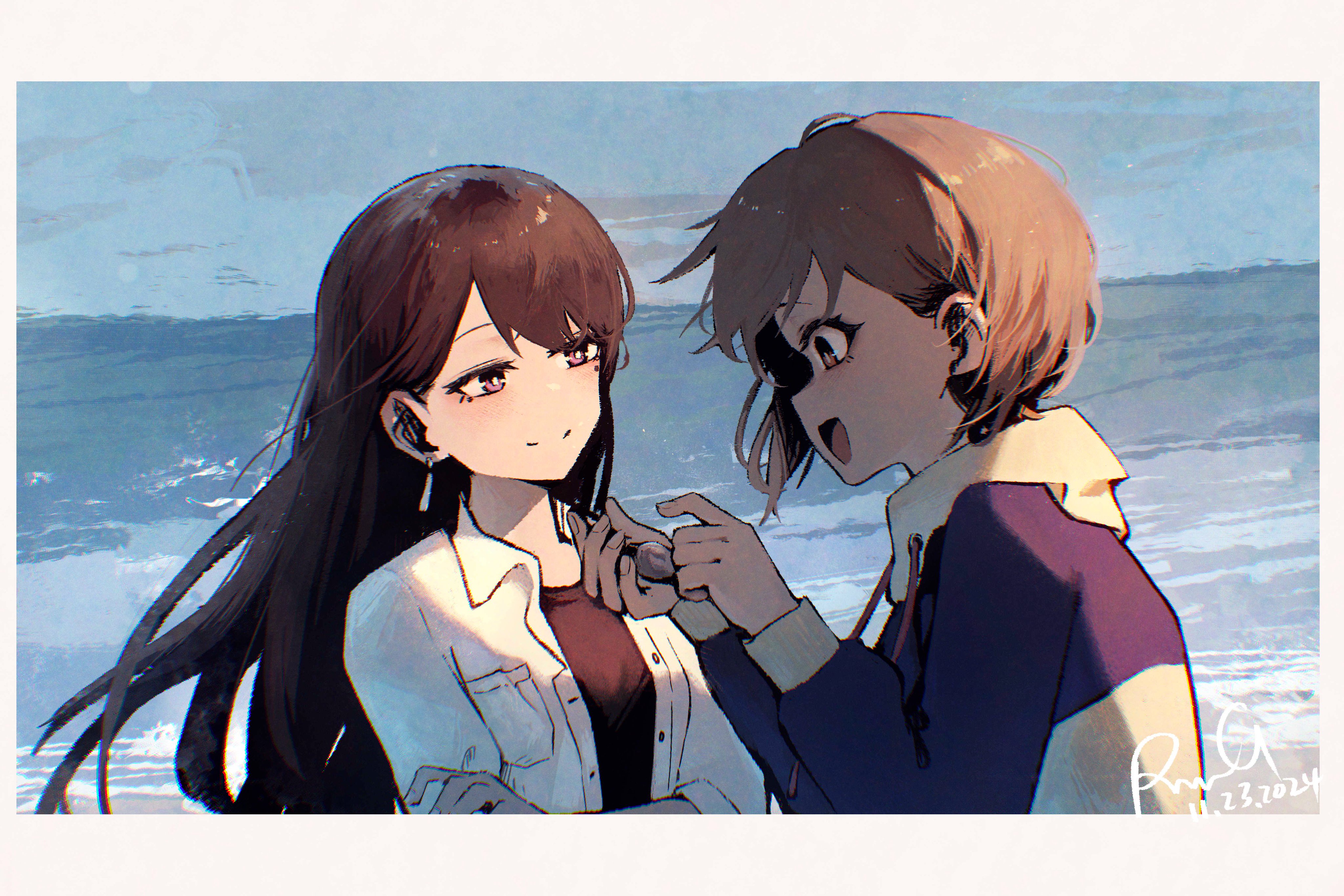 Safebooru - 2girls absurdres bang dream! bang dream! it's mygo!!!!! black hair black shirt blue ...