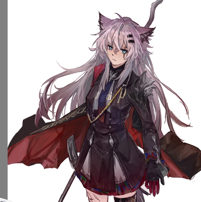 Safebooru - 1girl animal ears arknights black gloves black jacket blue ...