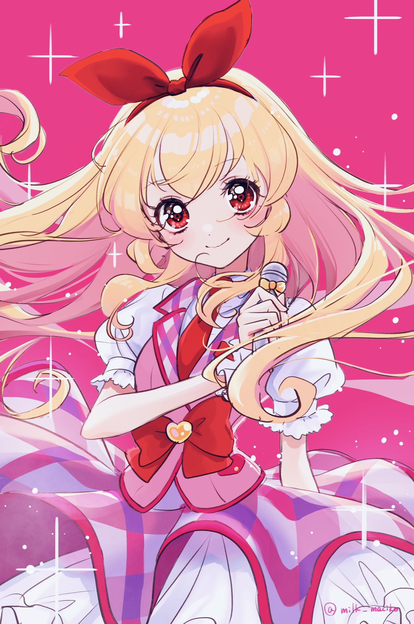 Safebooru - 1girl aikatsu! aikatsu! (series) arm at side blonde hair blush bow bow hairband ...