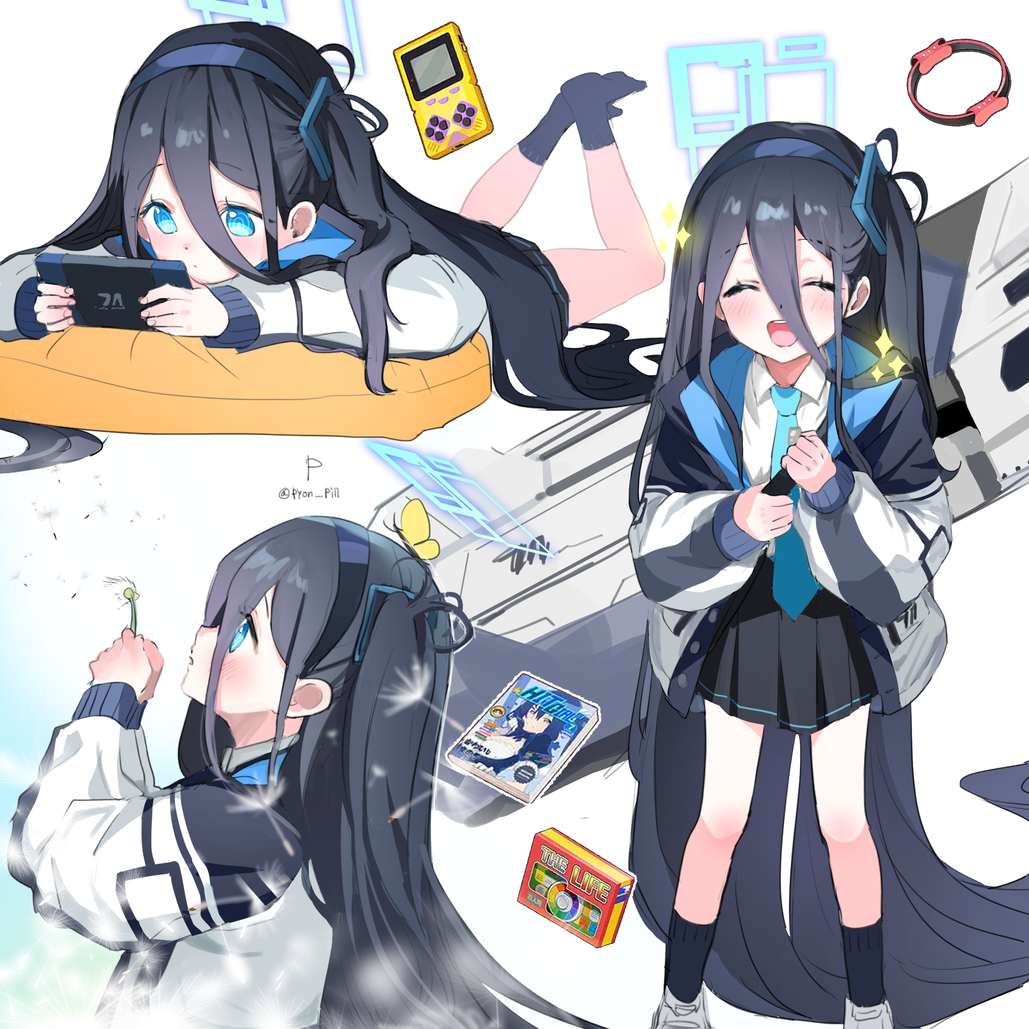 Safebooru - 1girl :d ^ ^ absurdly long hair aris (blue archive) black hair black hairband black ...