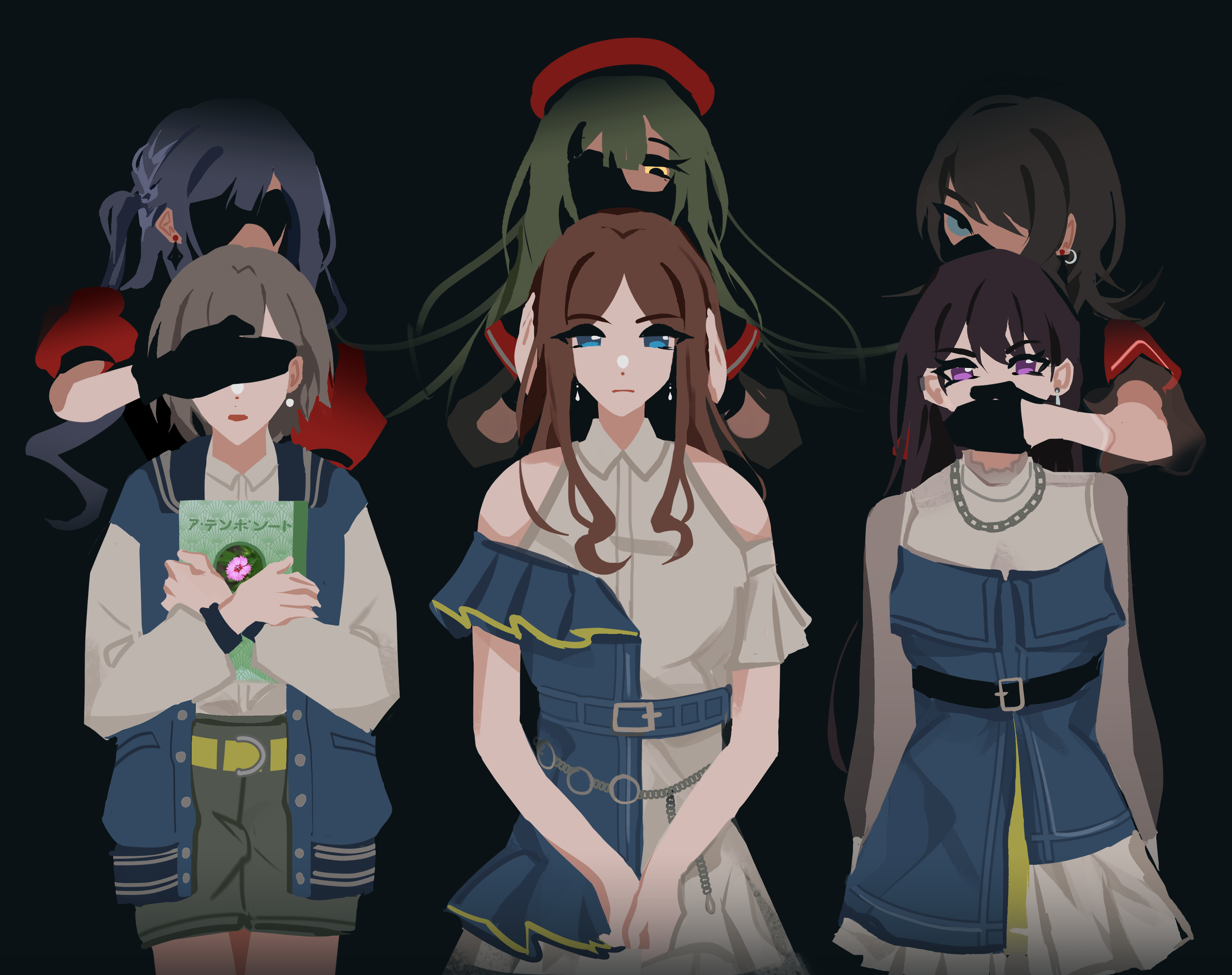 Safebooru - 6+girls absurdres bang dream! bang dream! it's mygo!!!!! black background black ...