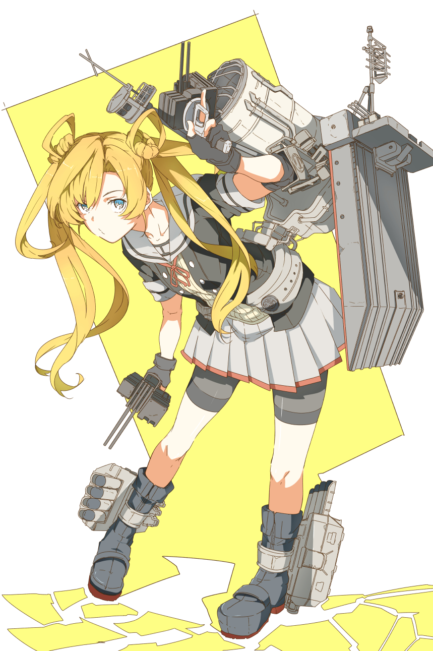 Safebooru - 1girl abukuma (kantai collection) blonde hair blue eyes double bun highres kantai ...