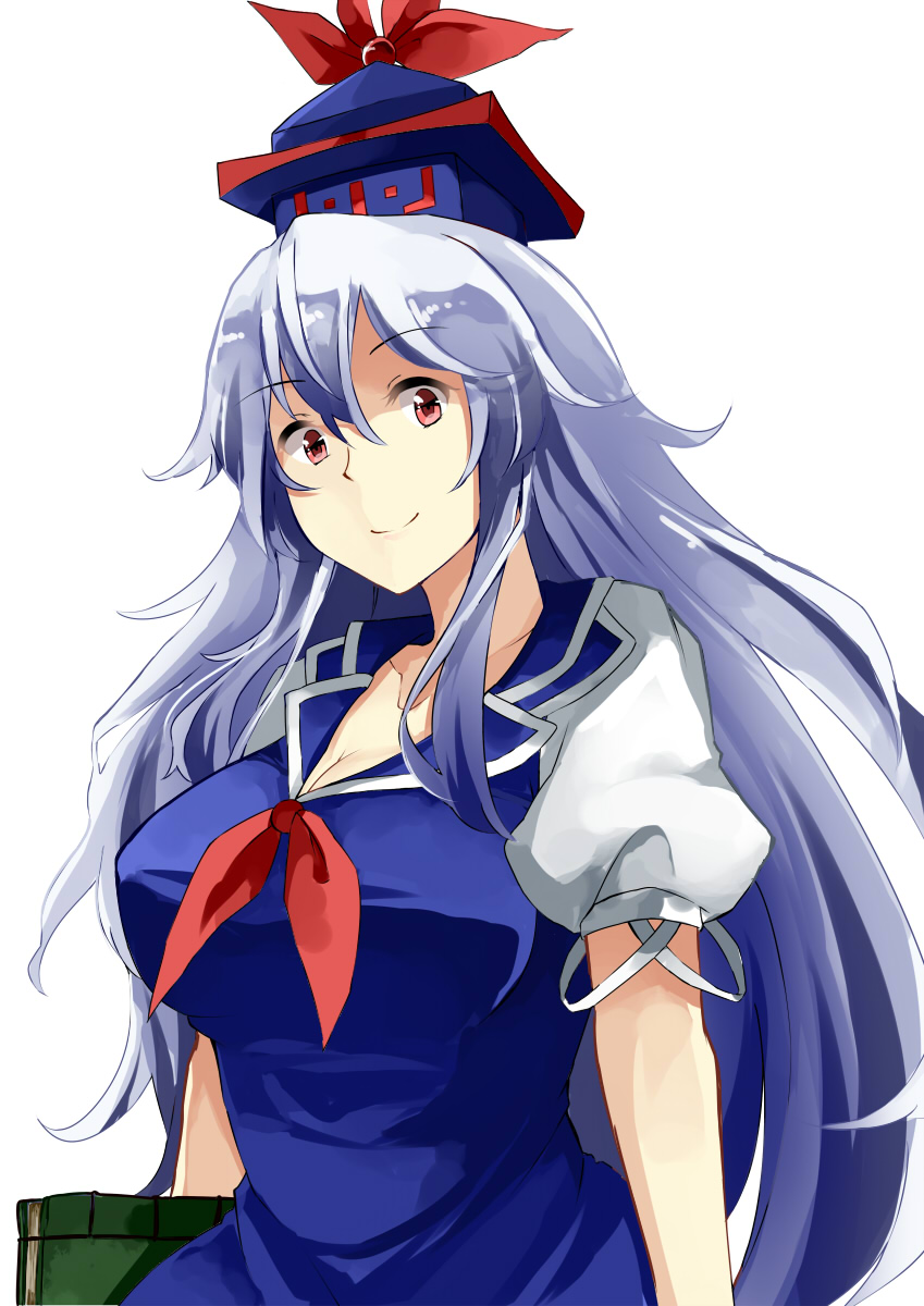 Safebooru - 1girl blue dress book breasts cleavage deetamu dress hat highres kamishirasawa keine ...