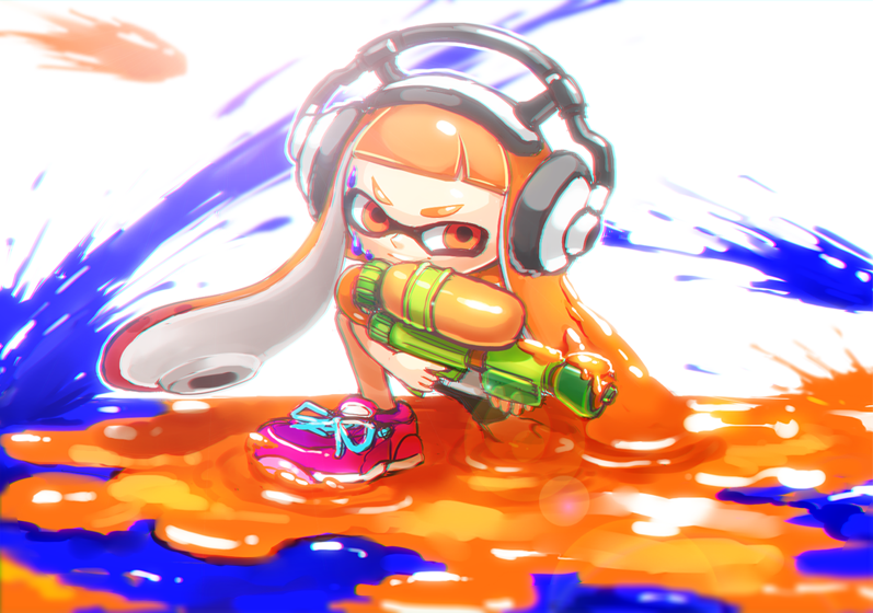 Safebooru - 1girl bike shorts domino mask headphones inkling ...