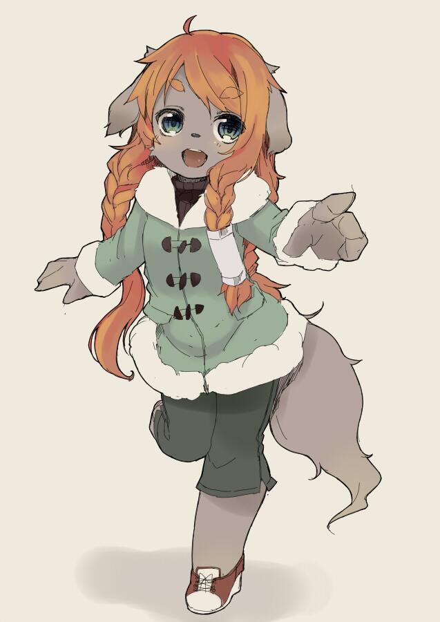 Safebooru - 1girl animal ears azuki akizuki braid furry long hair open mouth original redhead ...