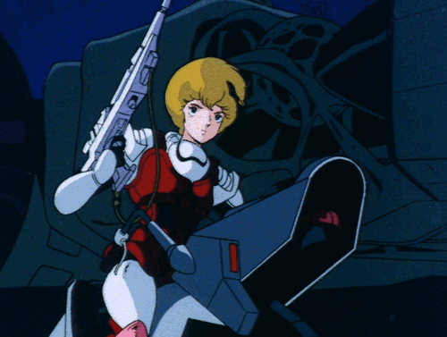 Safebooru - 1girl 80s aiming aiming at viewer alien animated animated gif arming doublet armor ...