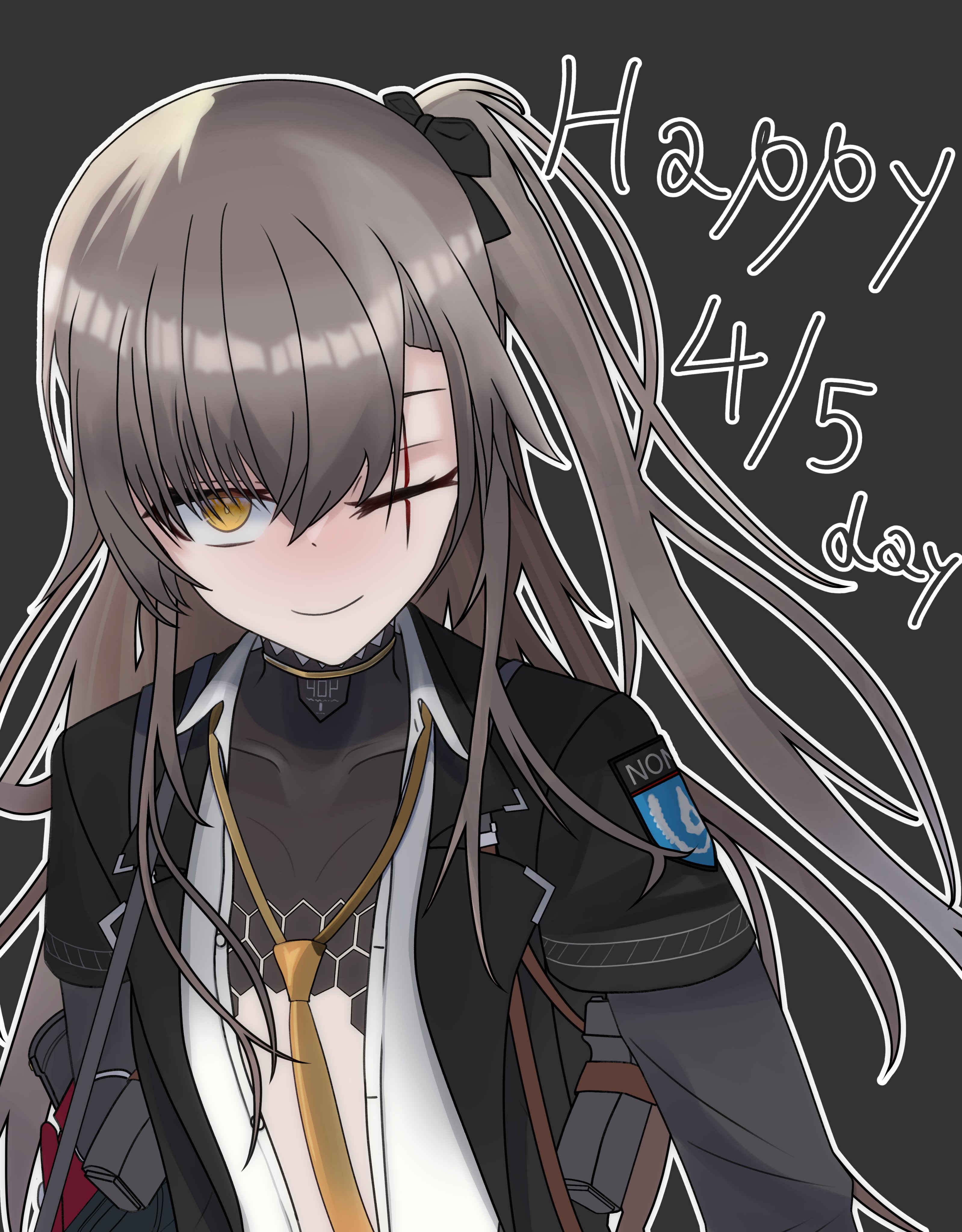 Safebooru - 1girl absurdres black jacket breasts brown hair english ...