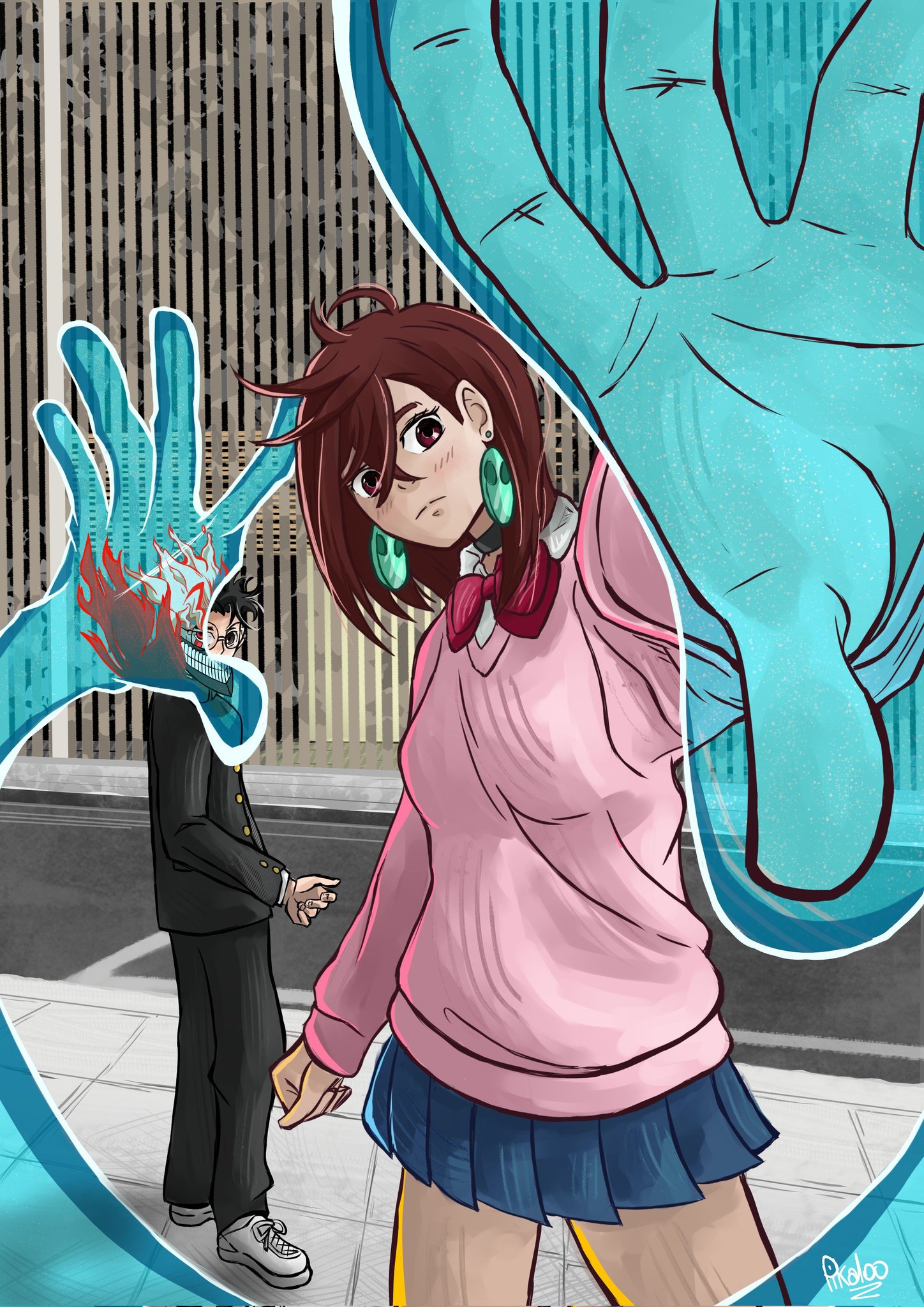 Safebooru - ayase momo black hair blush brown hair closed mouth commentary couple dandadan ...