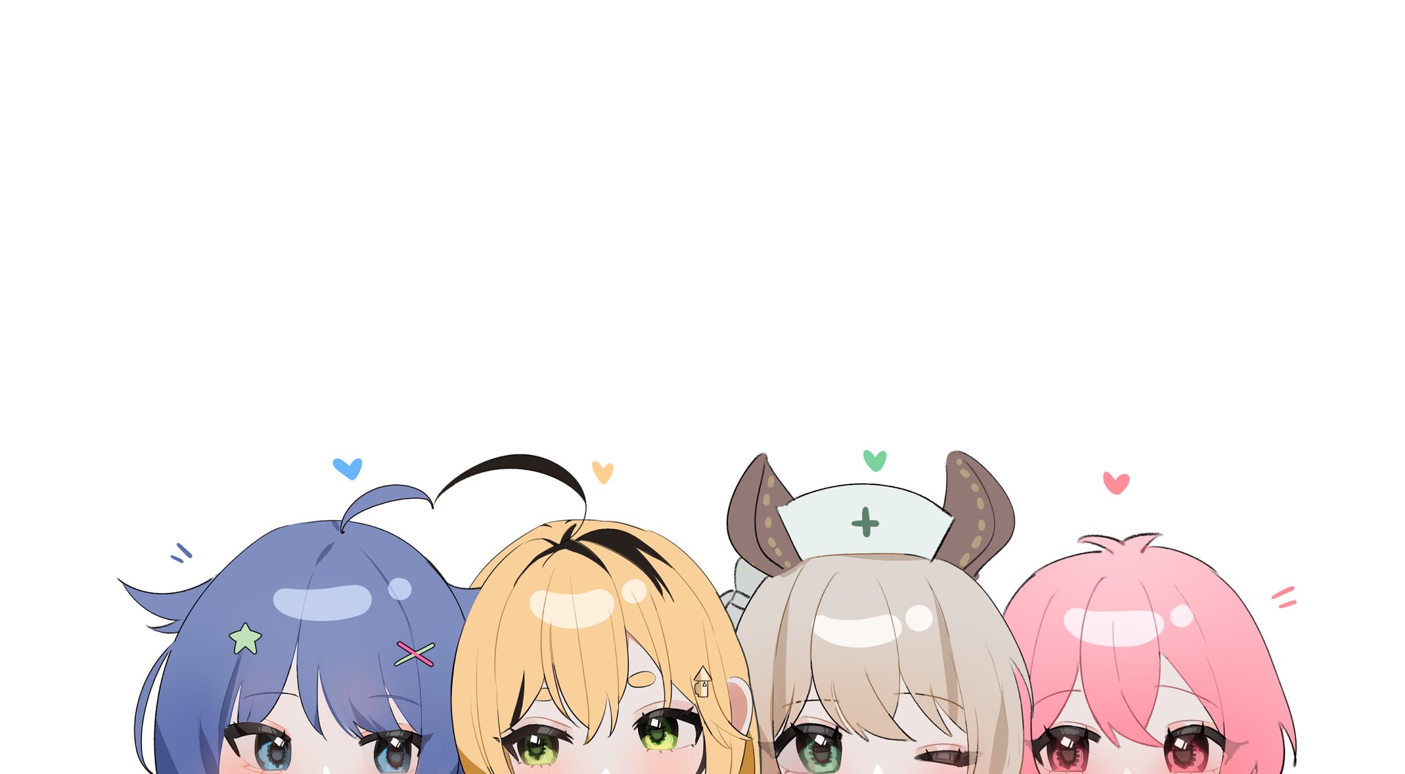 Safebooru - 4girls ahoge animal ears blonde hair dooby (vtuber) green ...