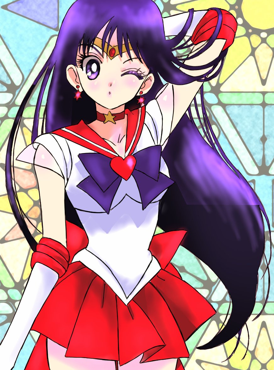 Safebooru - 1girl back bow bishoujo senshi sailor moon black hair bow circlet elbow gloves ...