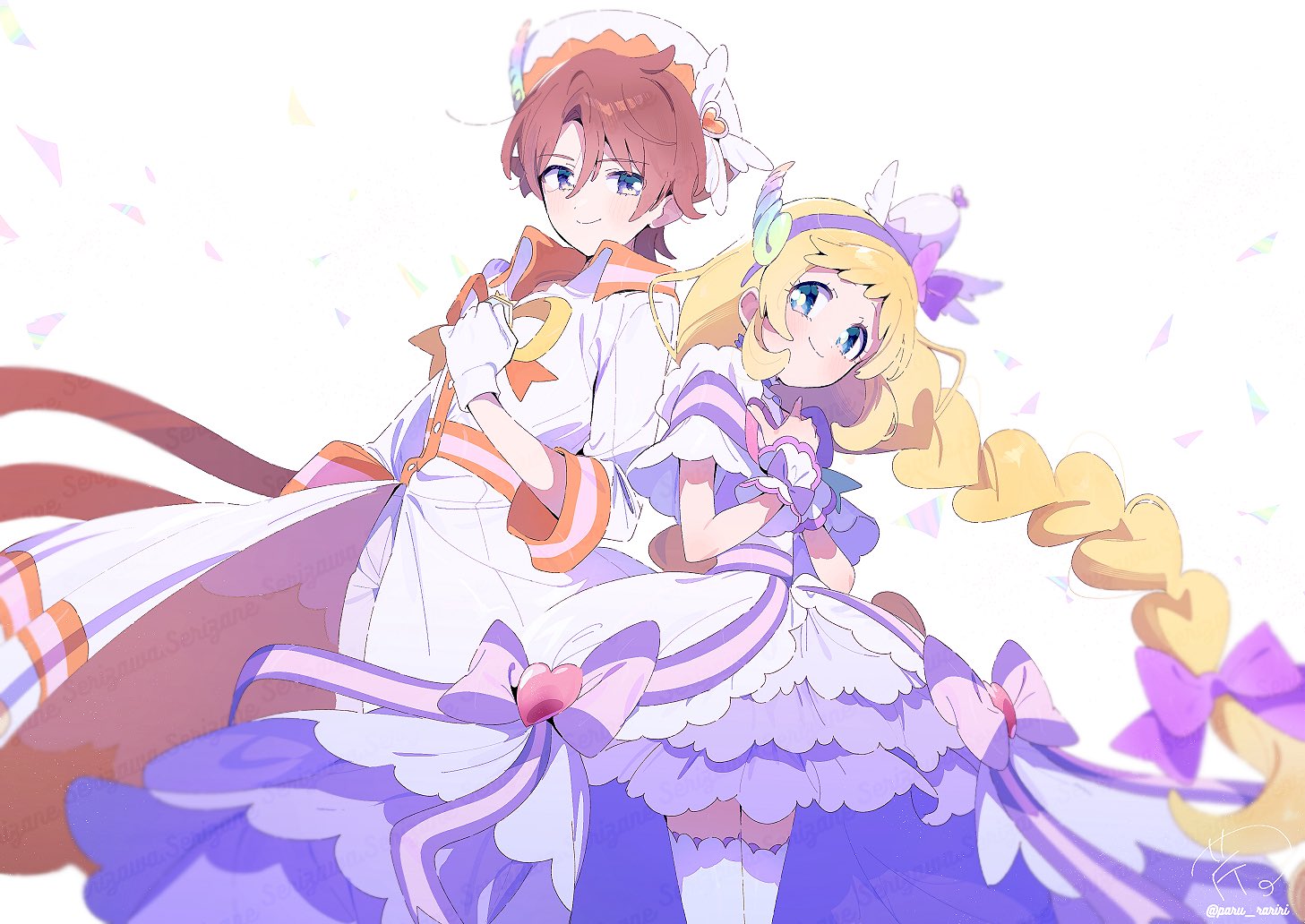 Safebooru - 1boy 1girl blonde hair blue eyes blurry bow braid brown ...
