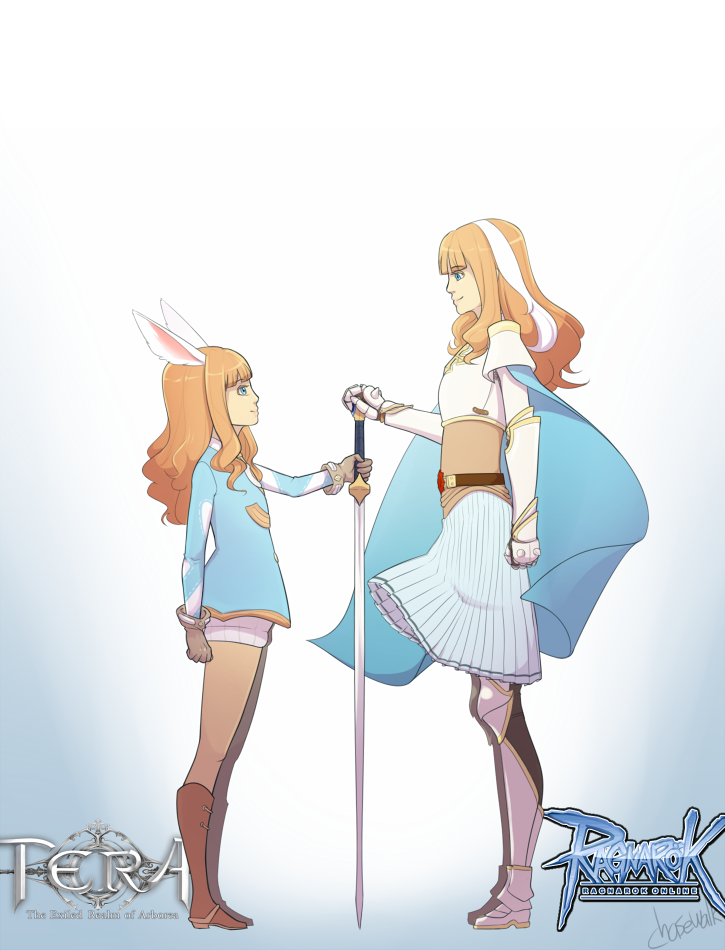 Safebooru - 2girls animal ears armor armored boots blonde hair blue cape blue eyes blue shirt ...