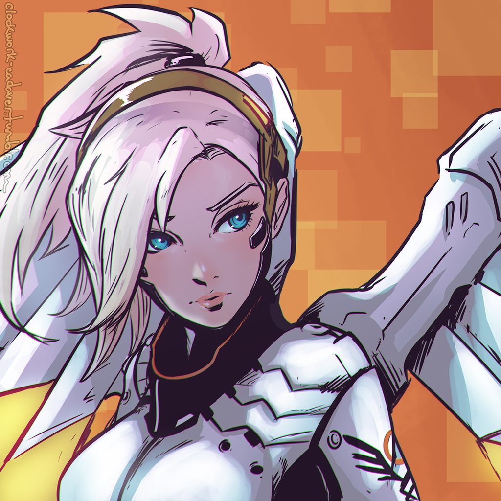 Safebooru - 1girl angela ziegler bangs blue eyes clockwork-cadaver ...
