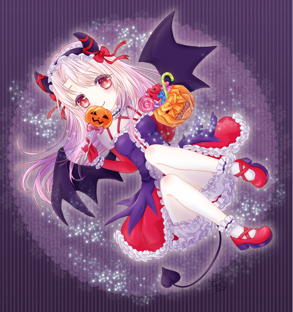 Safebooru - 1girl albino artist request candy demon girl demon horns ...