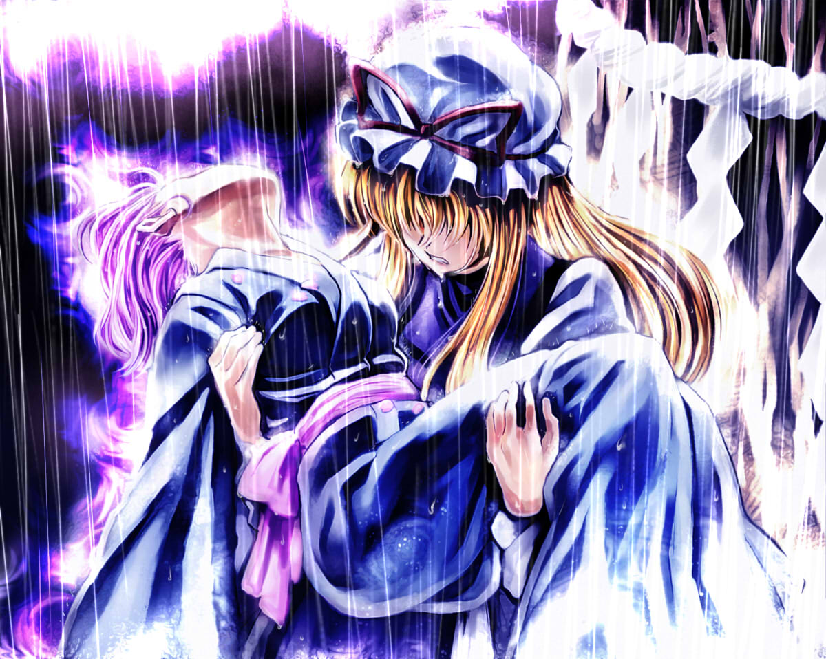 Safebooru - carrying death hat multiple girls princess carry rain sad ...