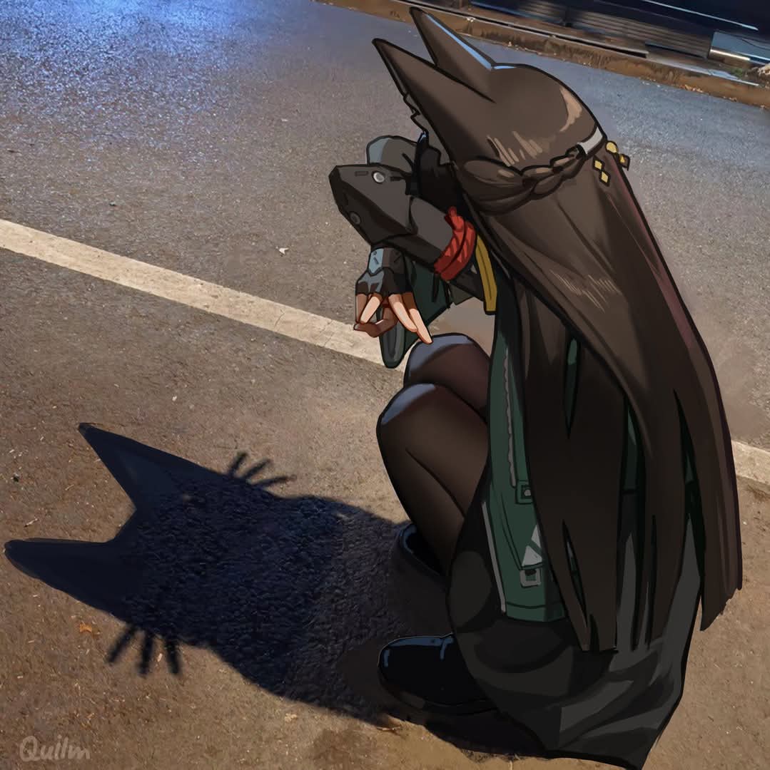 Safebooru - 1girl animal ears cat shadow puppet fox ears hoshimi miyabi long hair shadow zenless ...