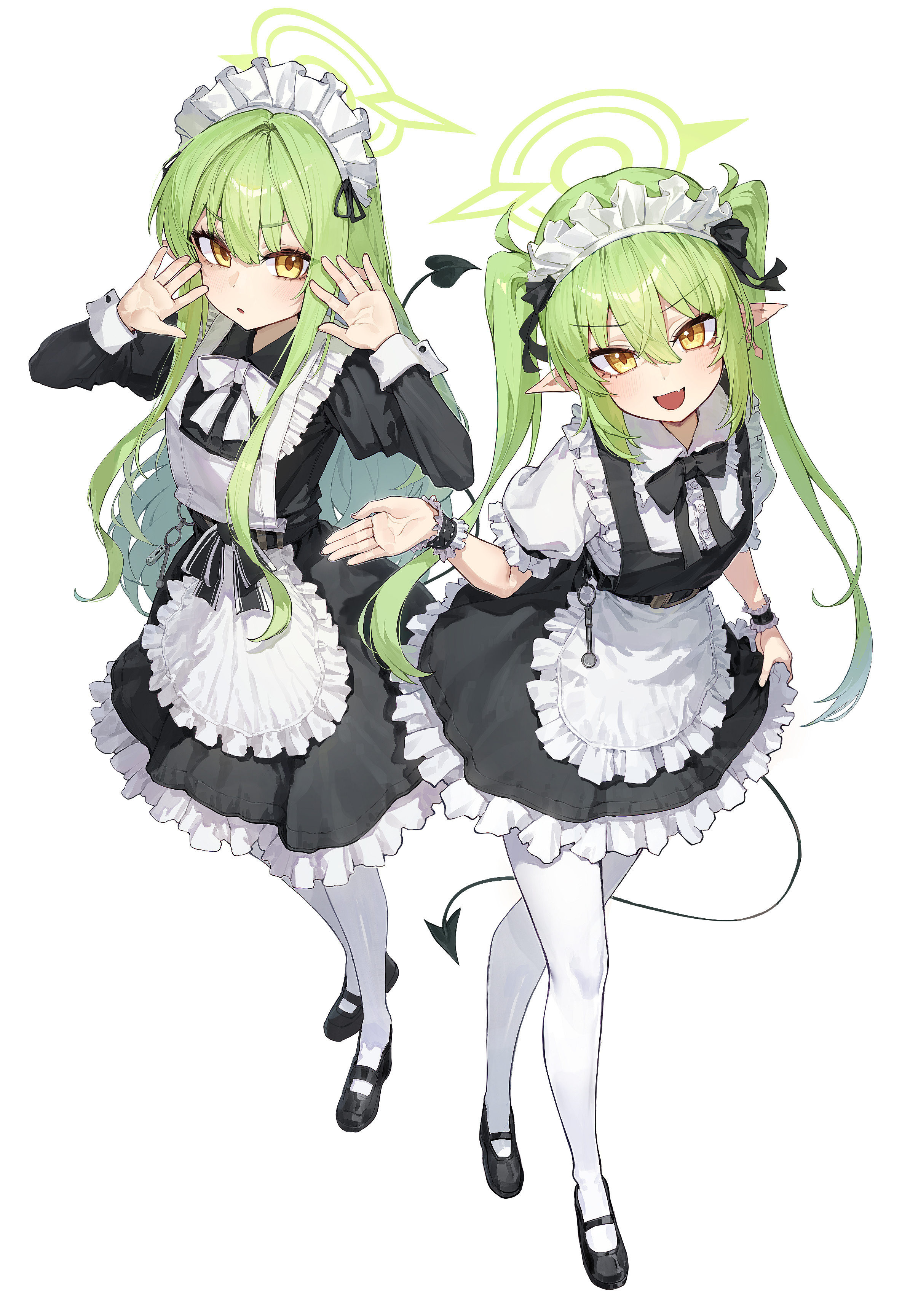 Safebooru - 2girls absurdres alternate costume apron black dress black shoes blue archive ...