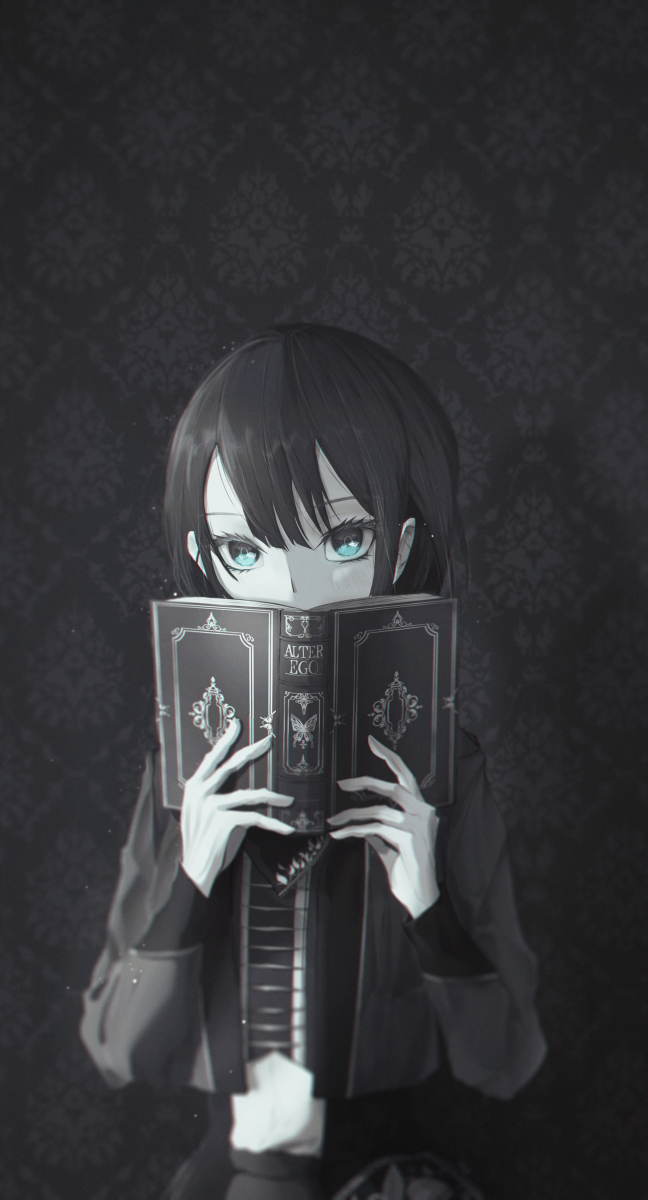 Safebooru - 1girl alter ego (game) black hair blue eyes blush book butterfly es (alter ego ...