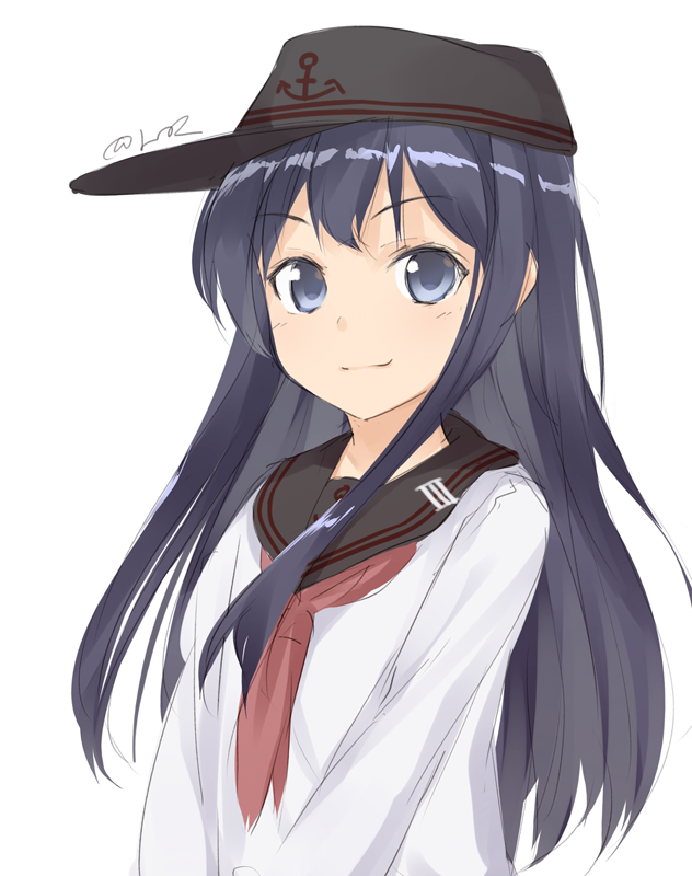 Safebooru - 1girl akai ronii akatsuki (kantai collection) anchor symbol black hair blue eyes ...