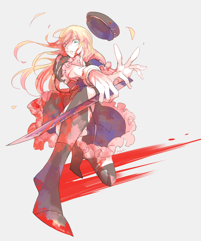 Safebooru - 1boy black legwear blonde hair blood blood on face bloody clothes blue eyes ...
