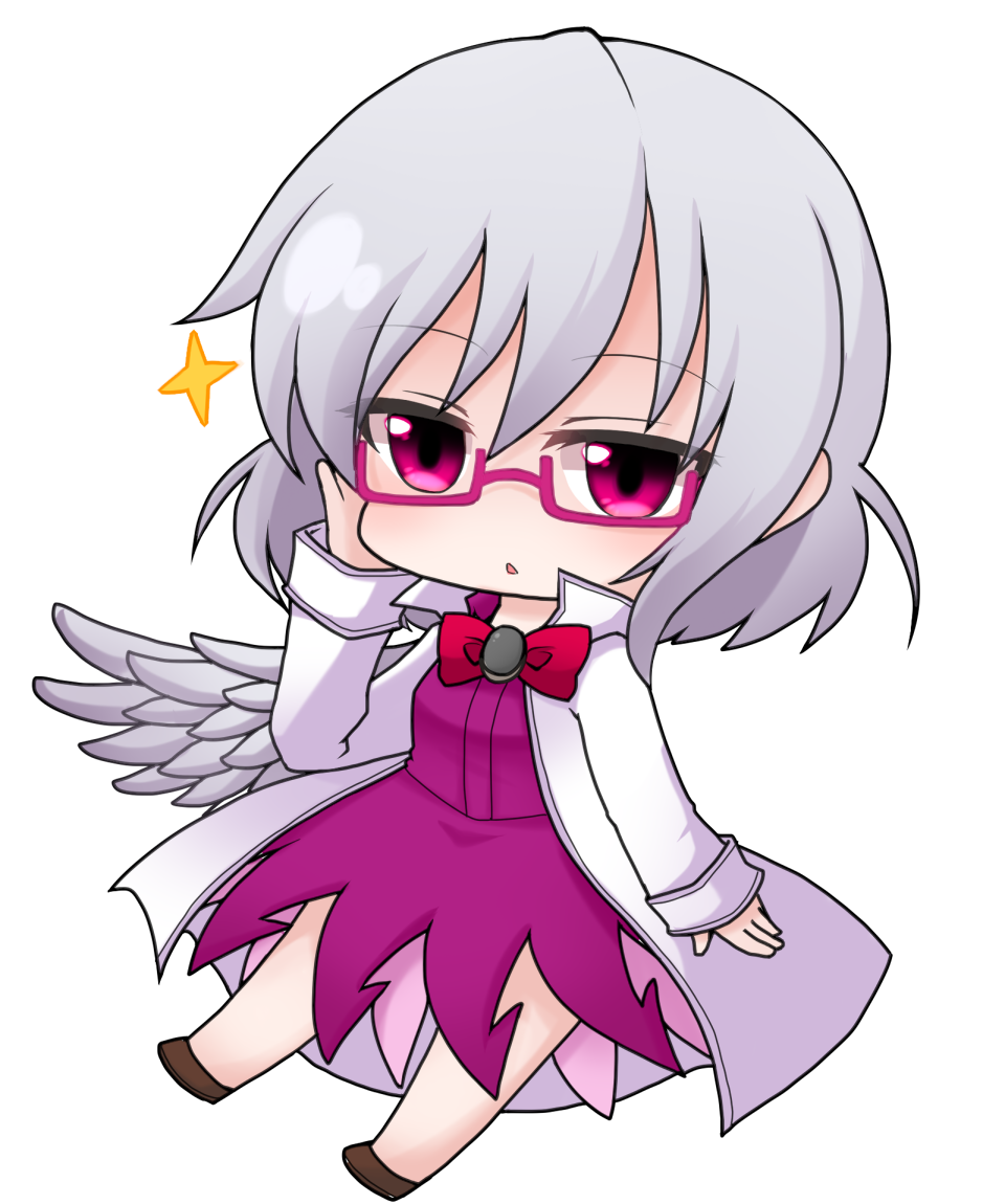 Safebooru - 1girl bespectacled bow bowtie chibi dress glasses jacket ...