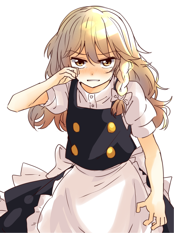 Safebooru - 1girl apron blonde hair blush bow braid crying crying with ...