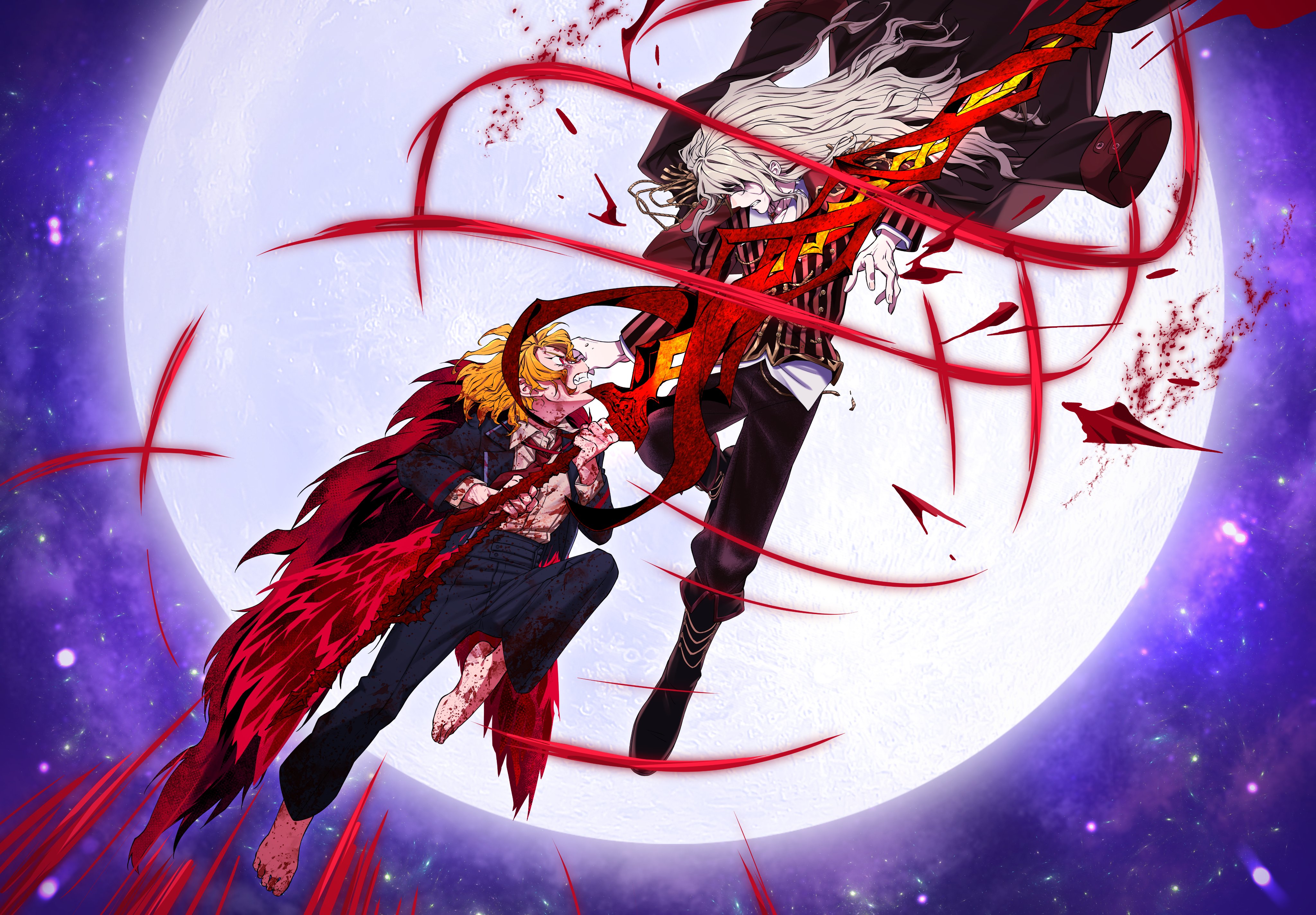 Safebooru - 1boy 1girl absurdres black coat black jacket blonde hair blood coat collared shirt ...