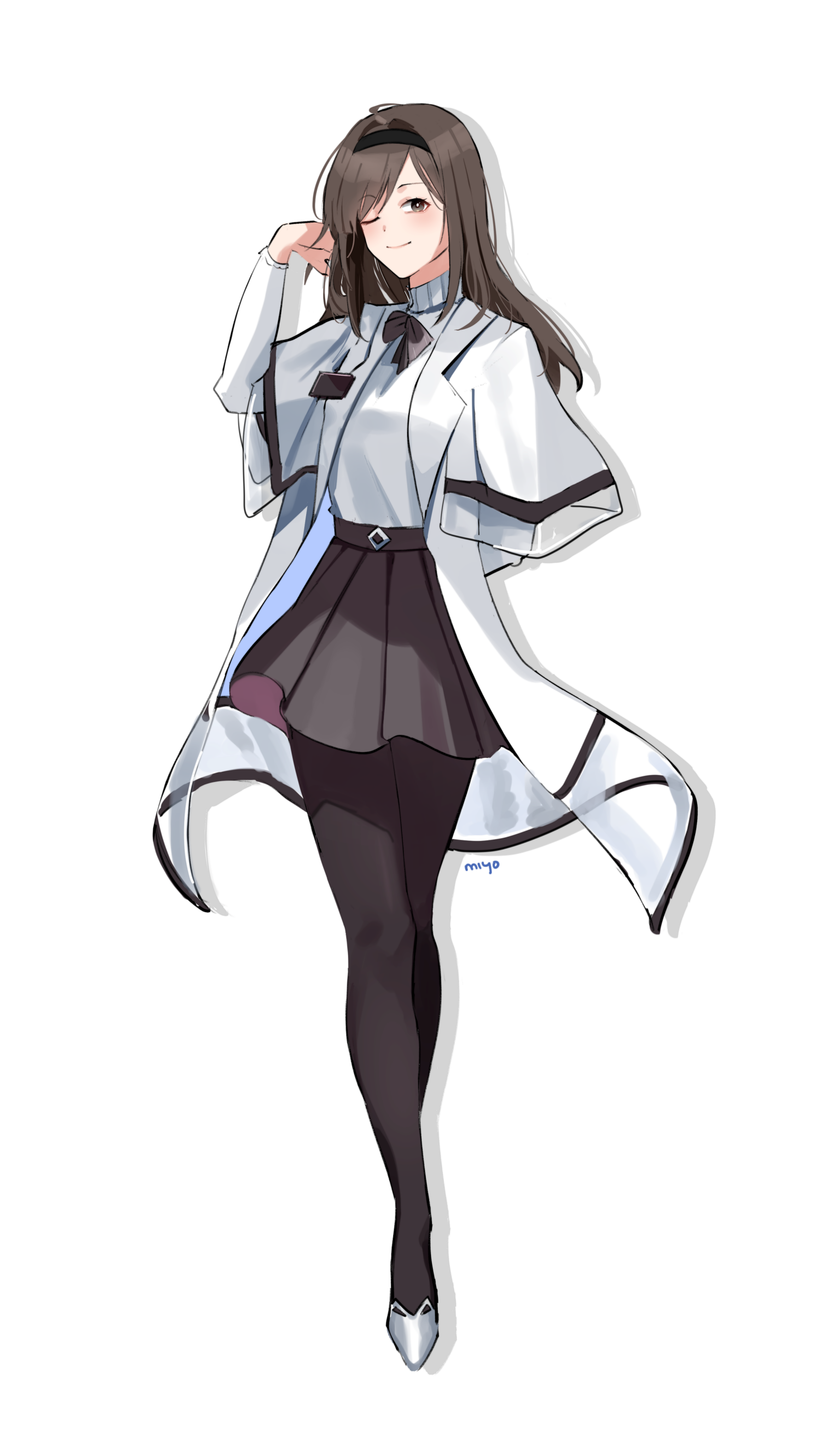 Safebooru - 1girl absurdres arknights black pantyhose highres kyona 7898 one eye closed ...