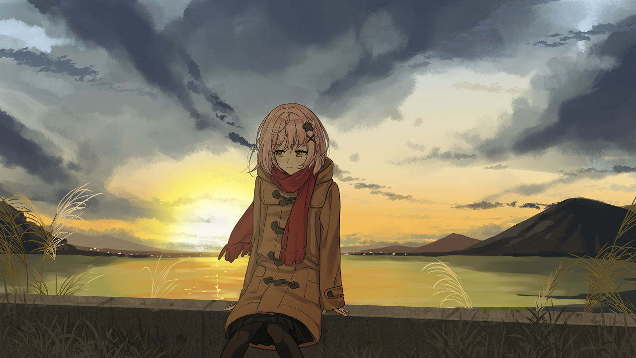 Safebooru - 1girl black pantyhose black skirt braid brown coat brown eyes brown hair closed ...