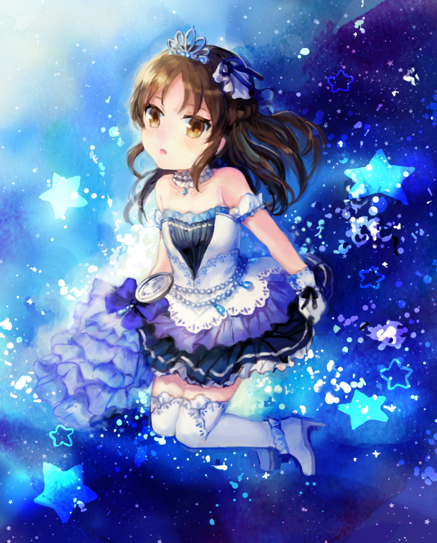 Safebooru - 1girl bow brown eyes brown hair dress hair bow idolmaster ...