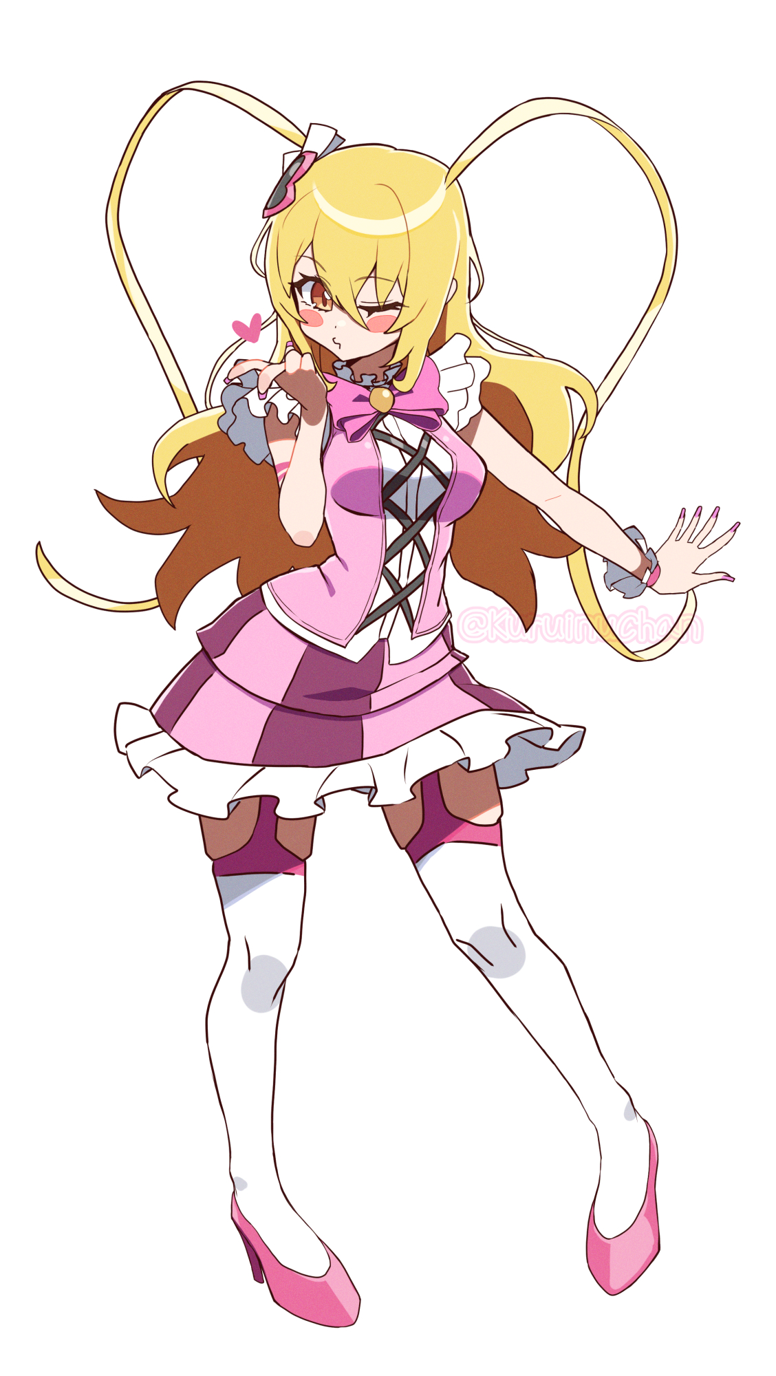 Safebooru - 1girl blonde hair blowing kiss blush stickers bow bowtie don quixote (project moon ...