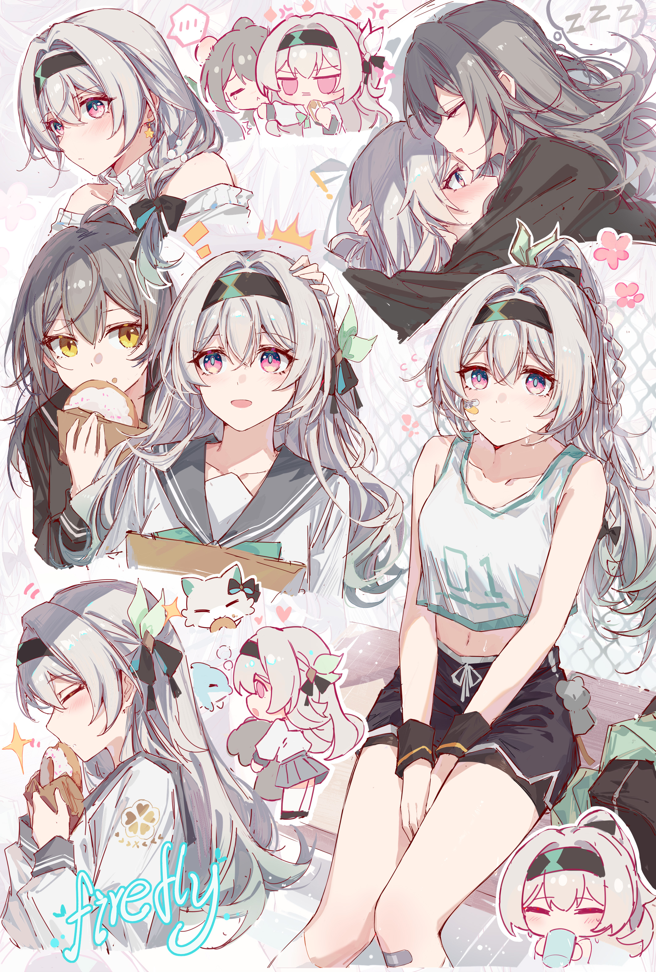 Safebooru - 2girls absurdres alternate costume alternate hairstyle bandaid bandaid on face ...