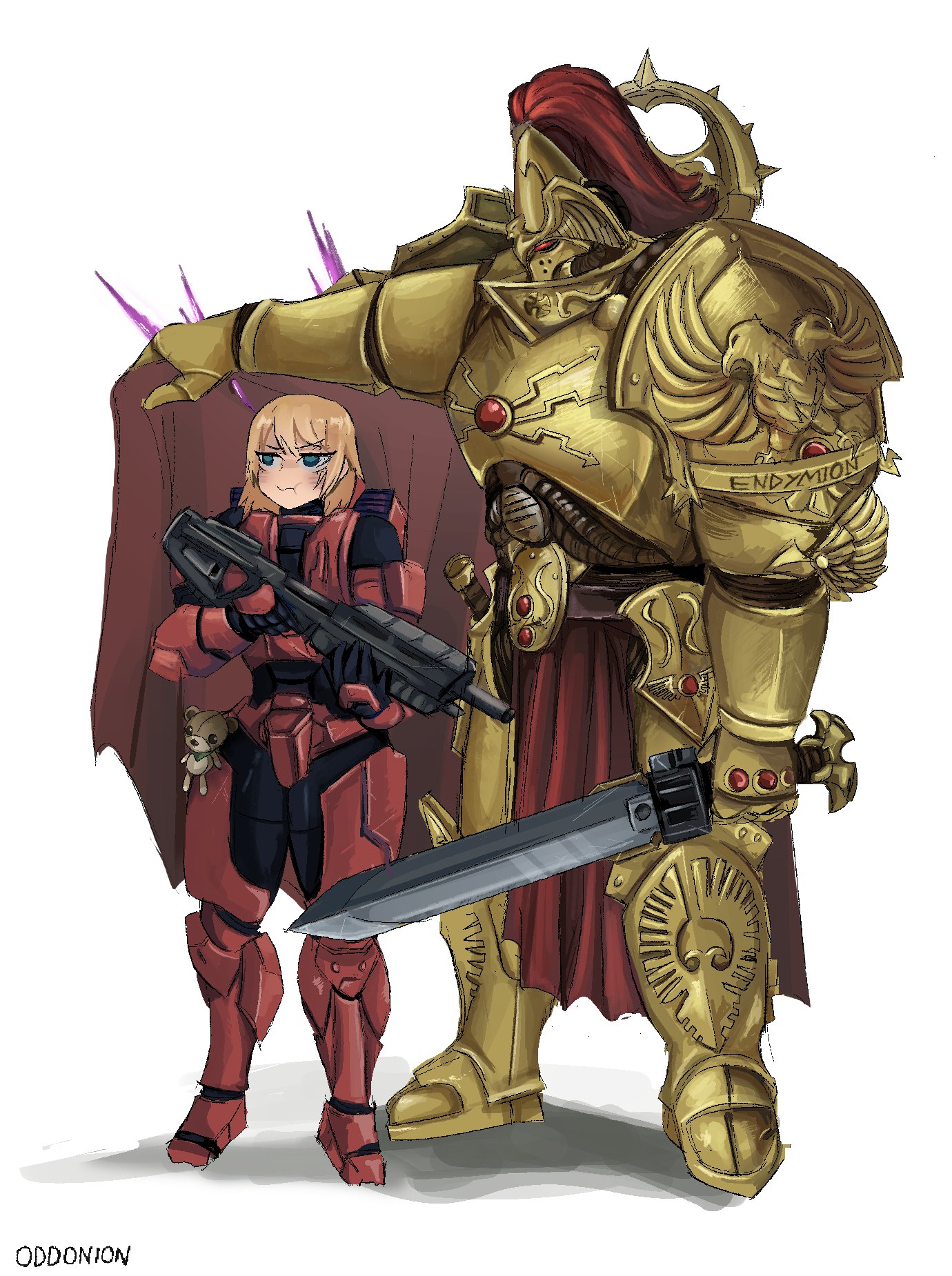 Safebooru - 1boy 1girl adeptus custodes armor artist name assault rifle ...