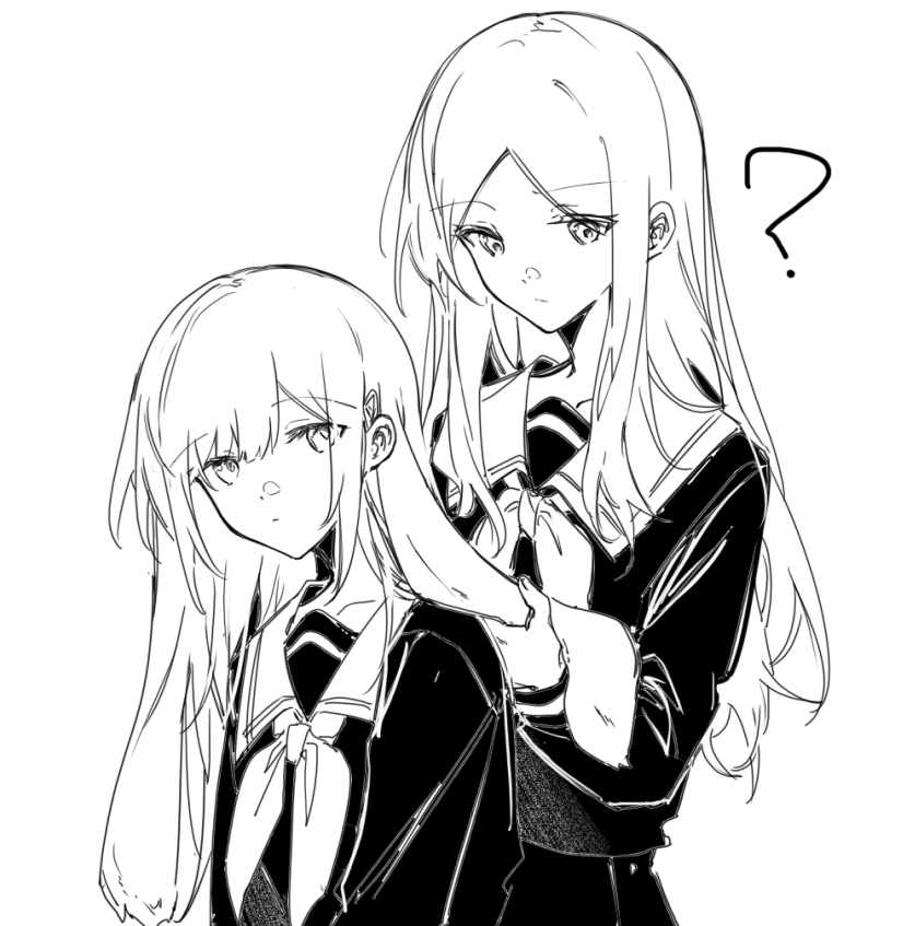 Safebooru - 2girls ? animal ears arknights bang dream! bang dream! it's mygo!!!!! greyscale ...