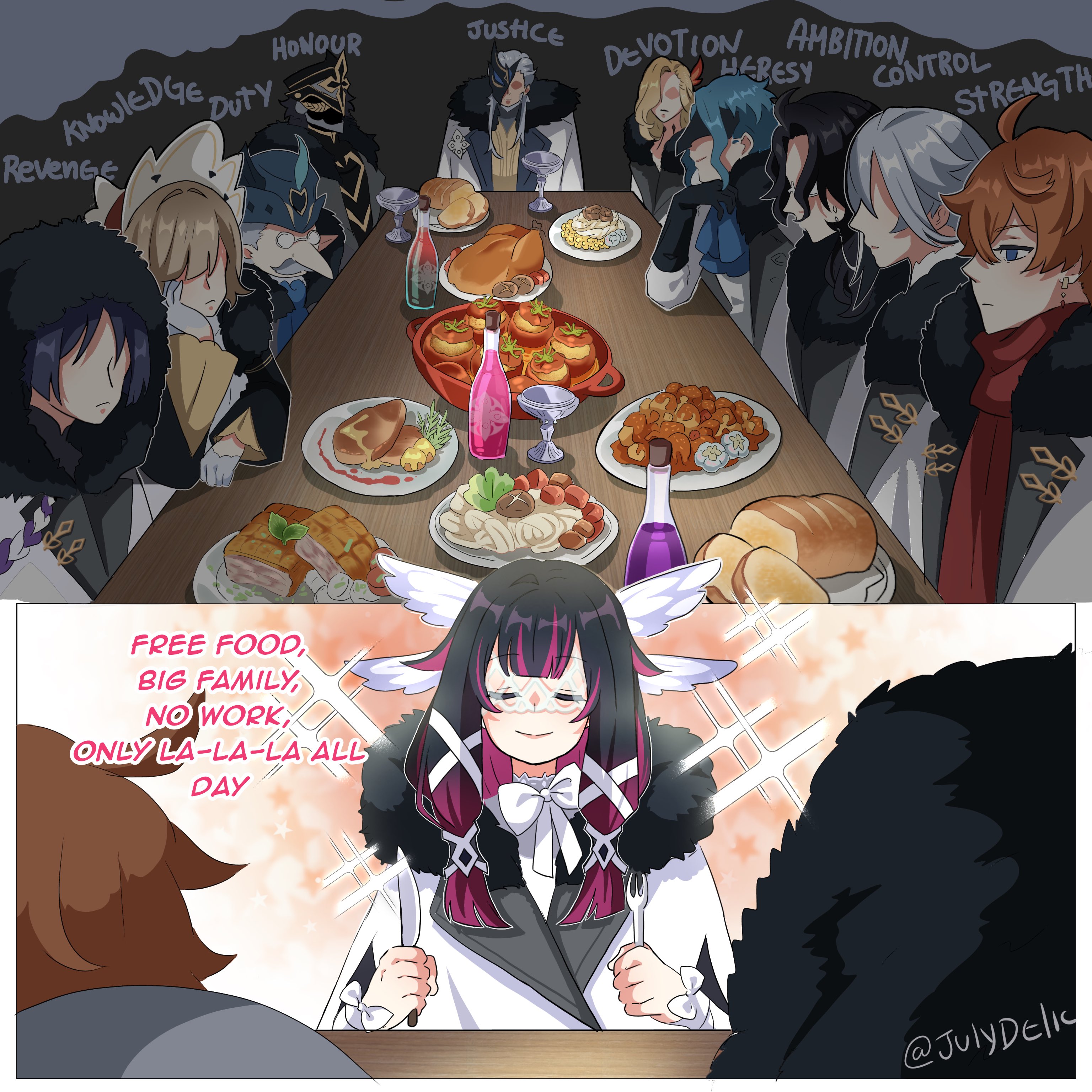 Safebooru - 4girls 6+girls absurdres arlecchino (genshin impact) black ...
